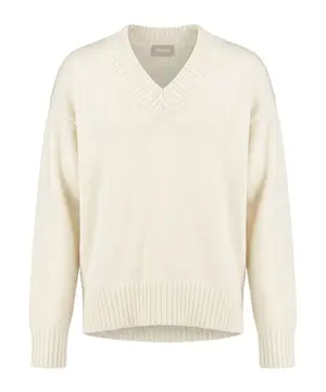 DRUMOHR Long Sleeve V-neck Sweater - Milk