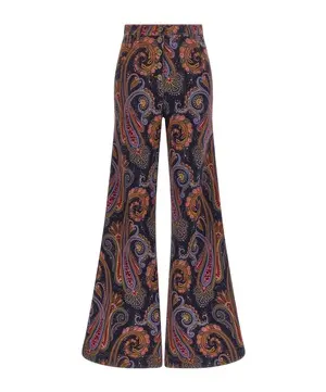 Etro Paisley Printed Flared Jeans - Black