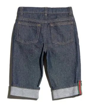 Gucci Baby Denim Pants With Web Detail - Dark Blue