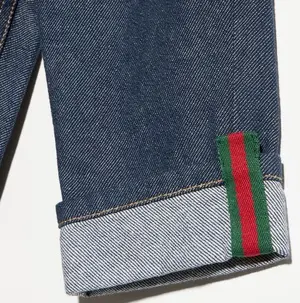 Gucci Baby Denim Pants With Web Detail - Dark Blue