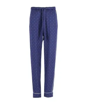 FORTE_FORTE Printed Mid-rise Pyjama Pants - Blue