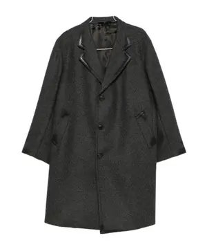 Prada Leather-trimmed Single-breasted Coat - Charcoal-grey