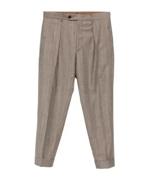 BERWICH Check-pattern Pleated Trousers - Caramel