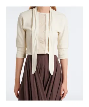 LEMAIRE Ribbed-knit Cotton And Linen Blend Top With Scarf Detail
