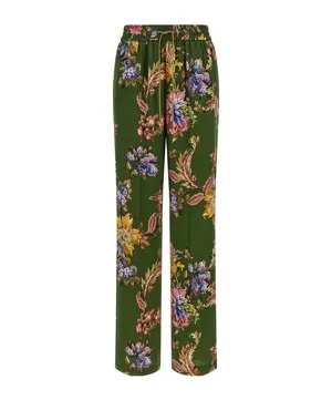 Etro Floral Print Trousers - Green