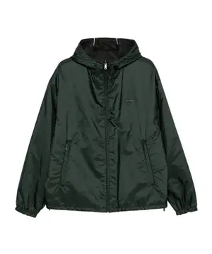 Prada Logo-plaque Hooded Jacket - Black