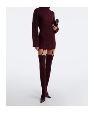 AYA MUSE Cursa Ribbed-knit Wool Turtleneck Mini Dress And Tights Set