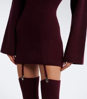 AYA MUSE Cursa Ribbed-knit Wool Turtleneck Mini Dress And Tights Set