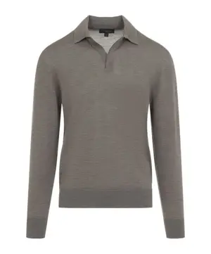 Sease Lasca Knit Long-sleeve Polo Shirt - Wombat