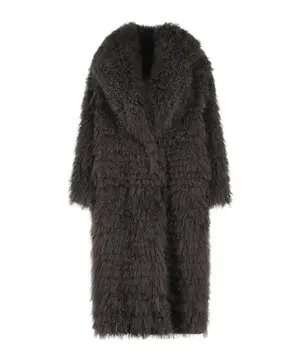 Simonette Ravizza Lapel Coat Made Of Mongolian Fur - Brown