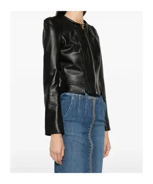 Elisabetta Franchi Leather Jacket With A Zipper
