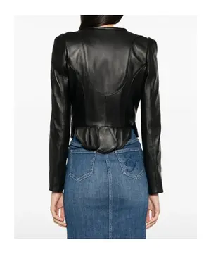 Elisabetta Franchi Leather Jacket With A Zipper