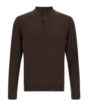 ZANONE Long Sleeve Polo Shirt - Brown