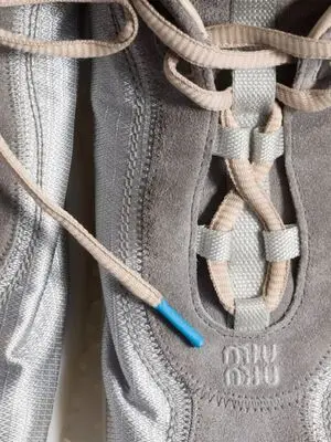 Miu Miu Lace-up Sneakers With Perforated Details - Cloudy Gray