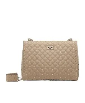 Valentino Garavani Rockstud Rivet Shoulder Bag - Nude