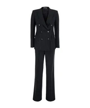Tagliatore Two-piece Set Including Long-sleeved Suit And Striped Suit Trousers - Grey