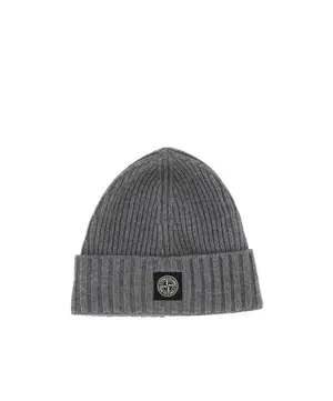 Stone Island Turn-up Knit Hat - Grey