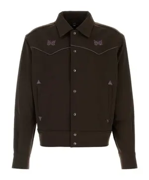 Needles Butterfly-embroidered Piped Jacket - Black