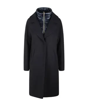 Herno Padded-collar Single-breasted Long Sleeved Coat - Black