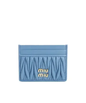 Miu Miu Logo-lettering Cardholder - Light Blue
