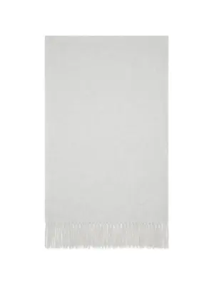 Brunello Cucinelli Logo Detailed Fringed Edge Scarf - White