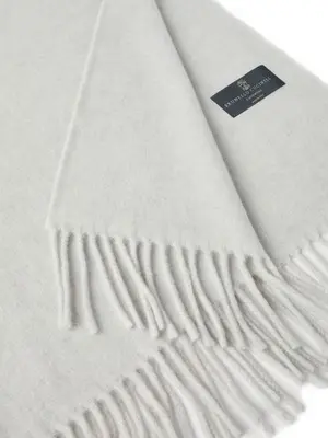 Brunello Cucinelli Logo Detailed Fringed Edge Scarf