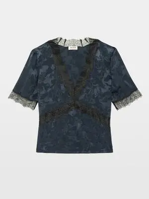 Zadig&Voltaire Tedoxa Silk Jacquard Camisole With Lace Trim