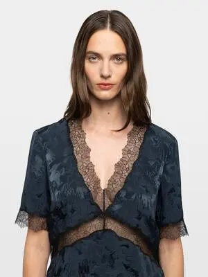 Zadig&Voltaire Tedoxa Silk Jacquard Camisole With Lace Trim