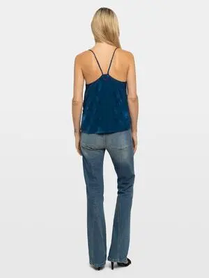 Zadig&Voltaire Cespa Silk Camisole With Lace Trim - Marine