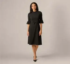 Adrianna Papell Bell Sleeve Bow Front Midi Dress