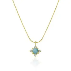 SPERO LONDON Sterling Silver Blue Moonstone Pendant Necklace With Italian Chain - Gold