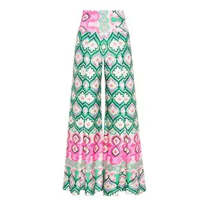 BEATRICE VON TRESCKOW Stretch Bell Bottom Trousers - Green/pink