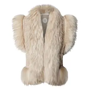 THE EXTREME COLLECTION Ecru Knit Faux Fur Waistcoat - Beige