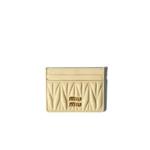 Miu Miu Matelassé Nappa Leather Card Holder - Cream