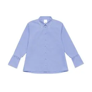ALAS Name Oversized Cotton Poplin Shirt With Lace Trim - Blue