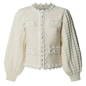 THE EXTREME COLLECTION Neutrals Ecru Tweed-style Structured Cardigan Kingston - Beige