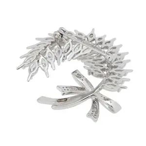 LATELITA Silver Laurel Leaf Brooch With Cubic Zirconia