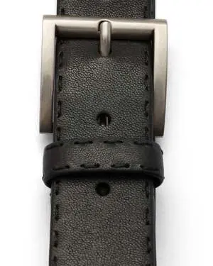 Prada Antiqued Leather Belt With Metal Buckle