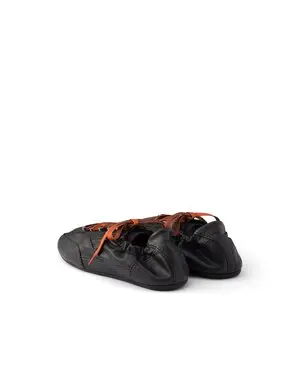 Prada Collapse Antiqued Nappa Leather Sneakers With Hooks