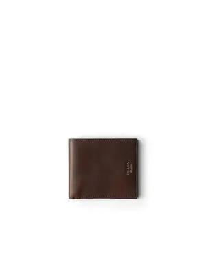 Prada Antiqued Leather Wallet - Brown