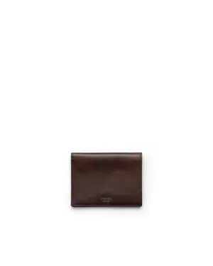 Prada Antiqued Leather Wallet - Brown