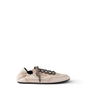 Prada Collapse Antiqued Nappa Leather Sneakers With Hooks
