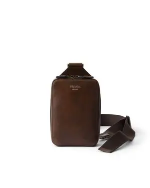 Prada Brique Antiqued Leather Bag - Brown
