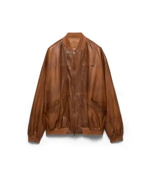 Prada Oversized Nappa Leather Bomber Jacket - Brown
