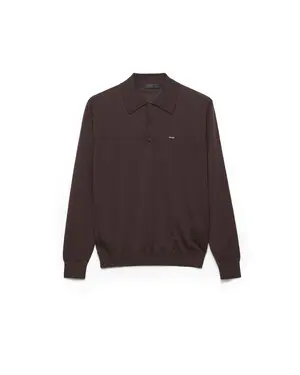 Prada Long-sleeved Superfine Wool Polo Sweater