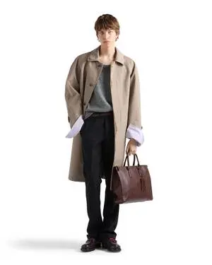 Prada Leather Tote Bag With Zipper Closure