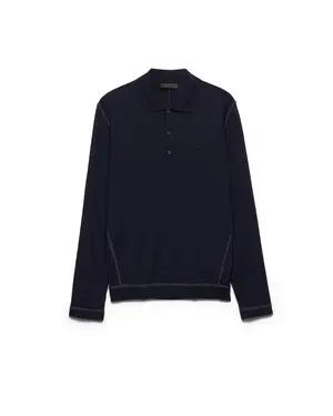 Prada Long-sleeved Wool Polo Sweater - Blue
