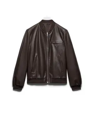 Prada Reversible Nappa Leather Bomber Jacket - Brown
