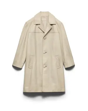 Prada Leather Coat - Neutral