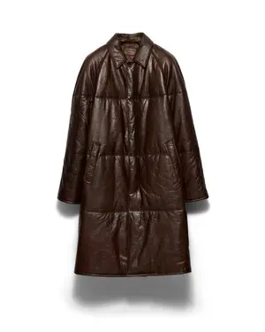 Prada Padded Nappa Leather Coat - Brown